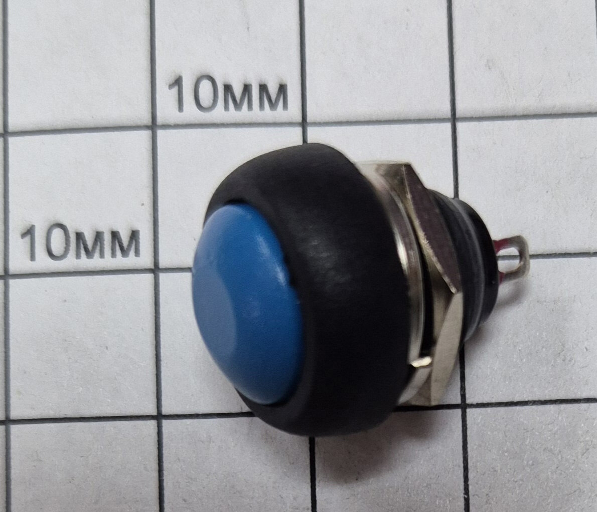 Кнопка PBS-33B 2c OFF-(ON) Без фиксации влагозащита Синяя
