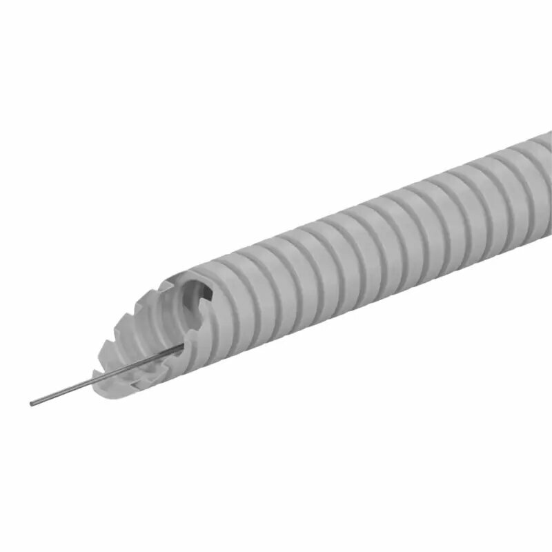 Труба гофрированная Lexman ПВХ D20 мм 50 м легкая с зондом цвет серый
