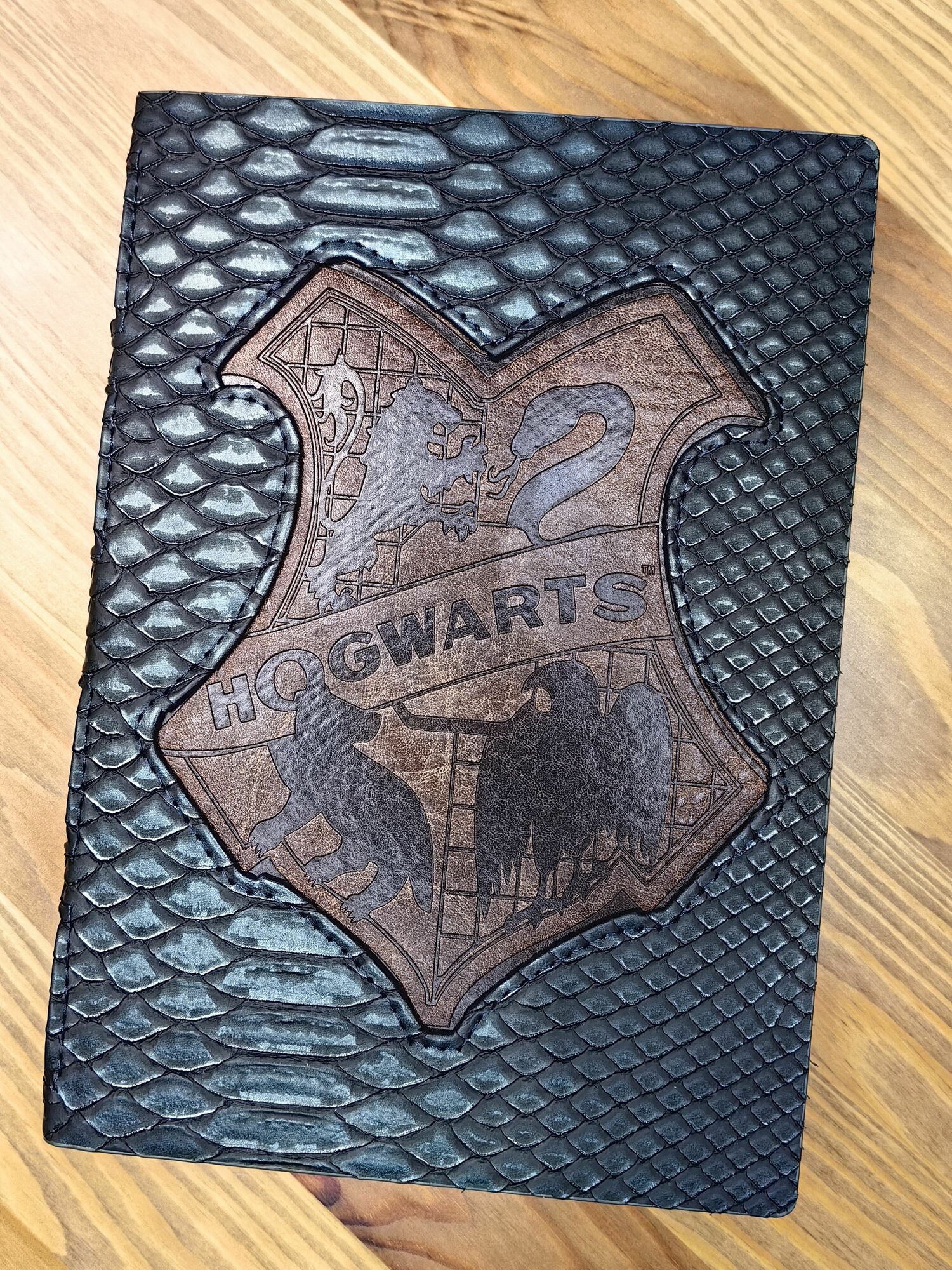 Блокнот Гарри Поттер, эмблема Хогвартса, сине-зеленый