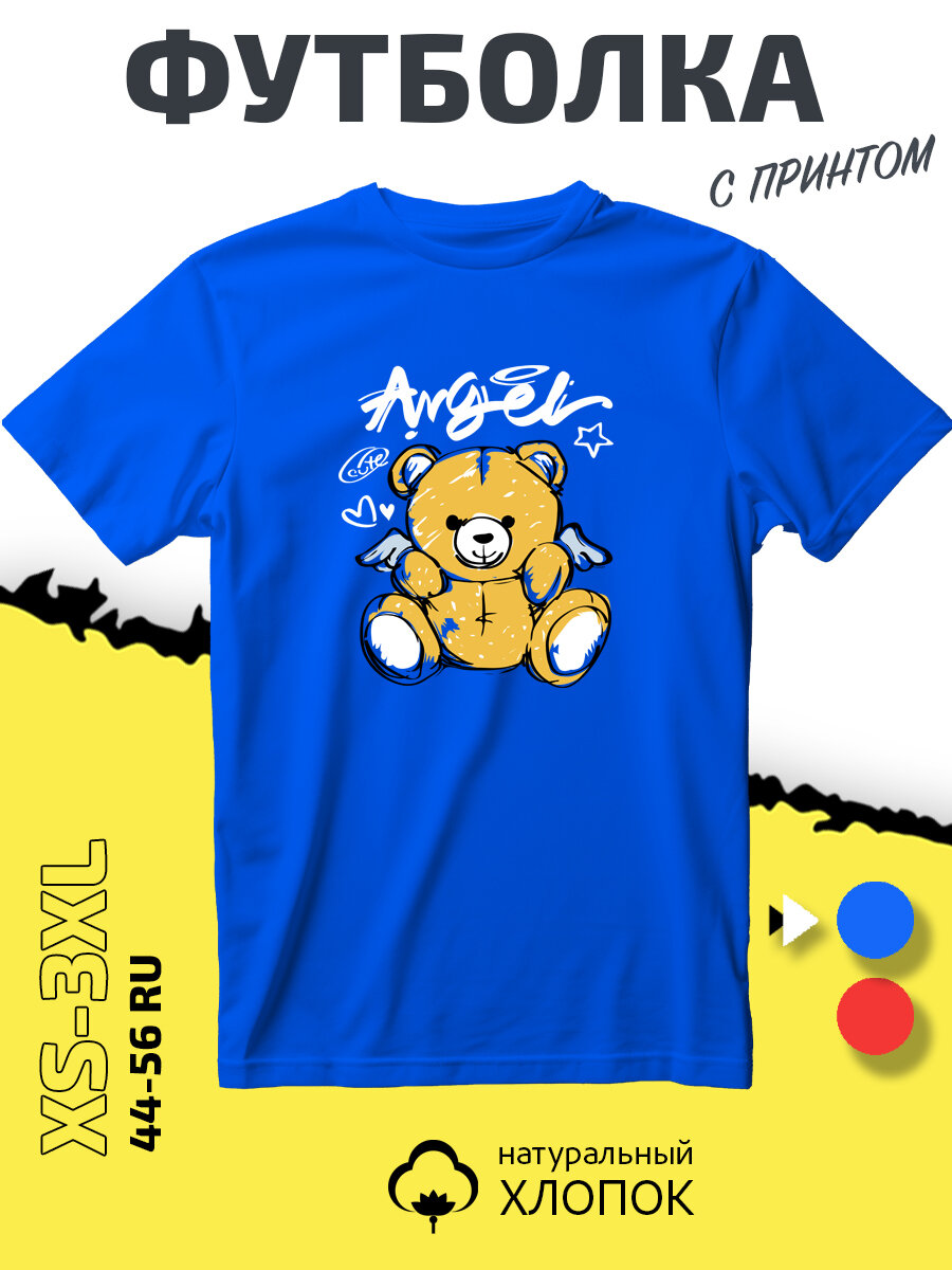 Футболка с принтом медведь ангел