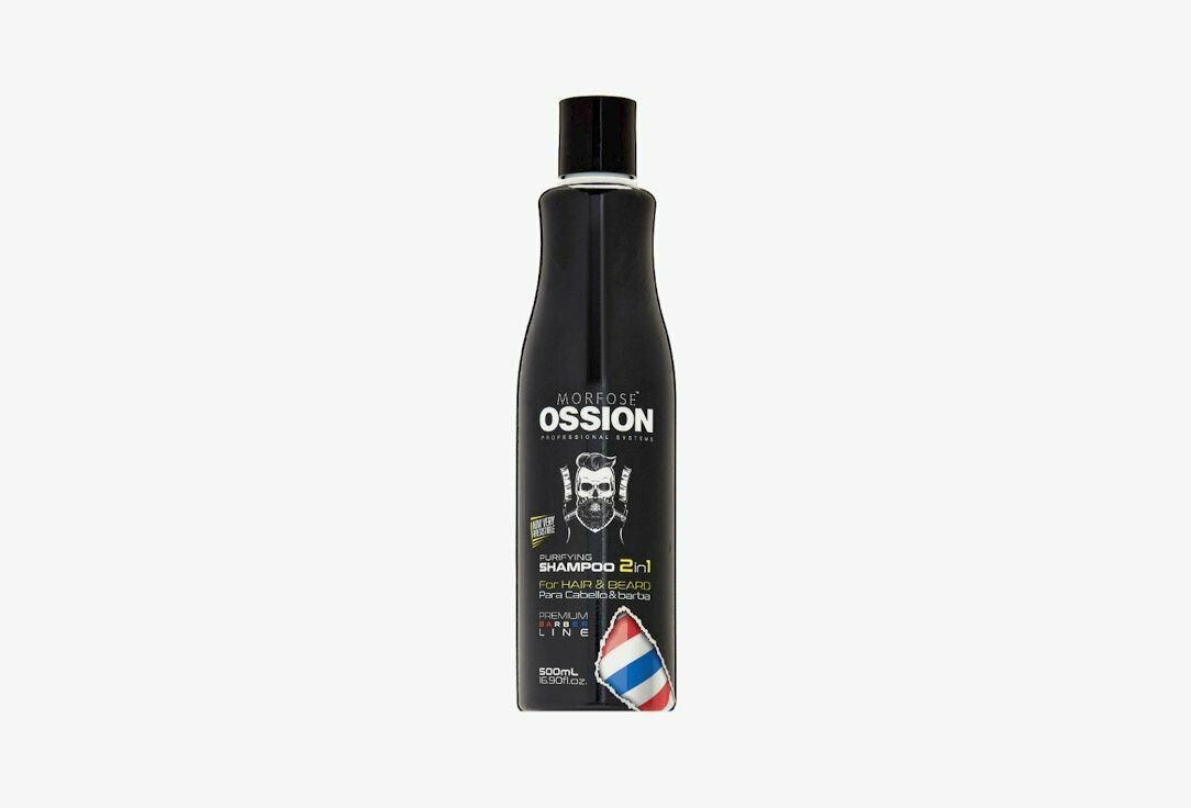 Шампунь для волос и бороды 2 в 1 MORFOSE OSSION PREMIUM BARBER LINE PURIFYING SHAMPOO 2in1 FOR HAIR & BEARD 500 мл