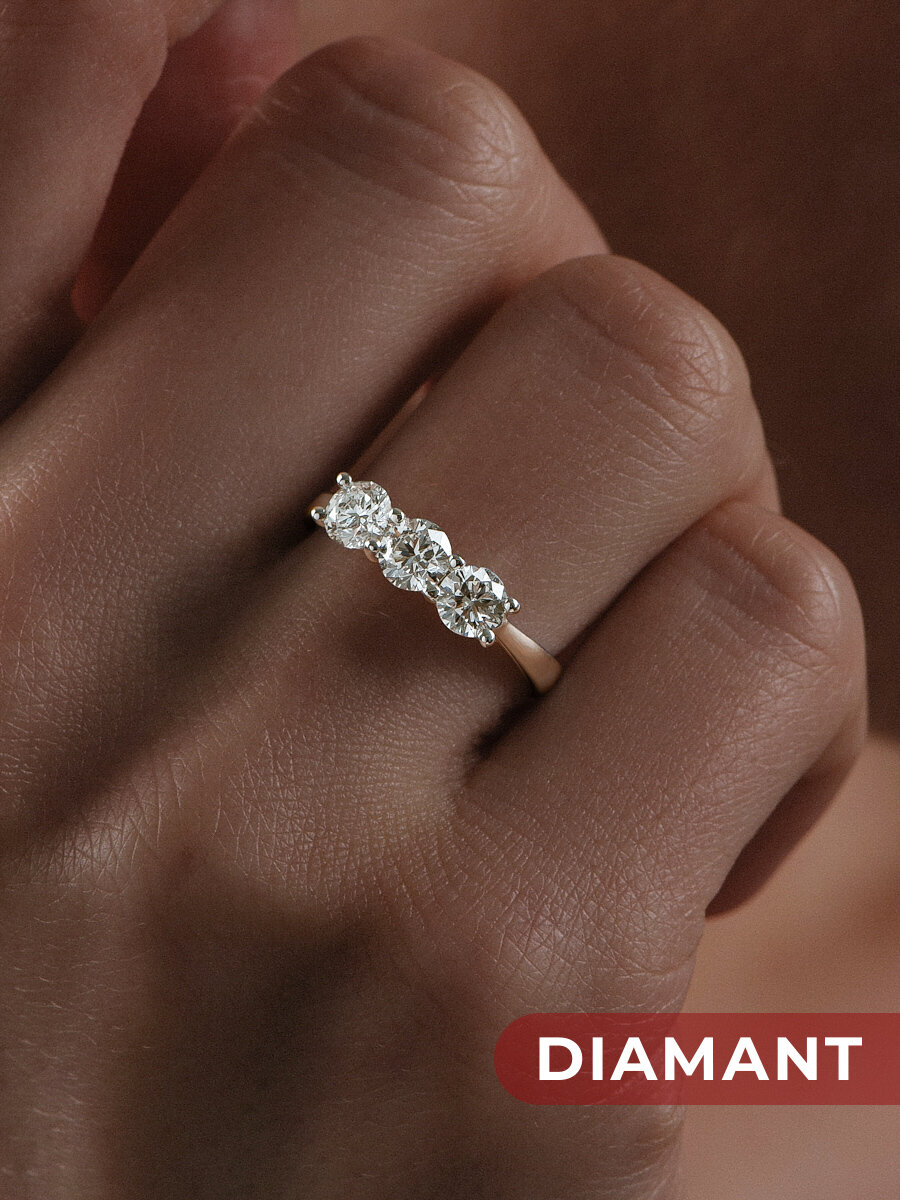 Кольцо, белое золото, 585 проба, бриллиант выращенный, рубин