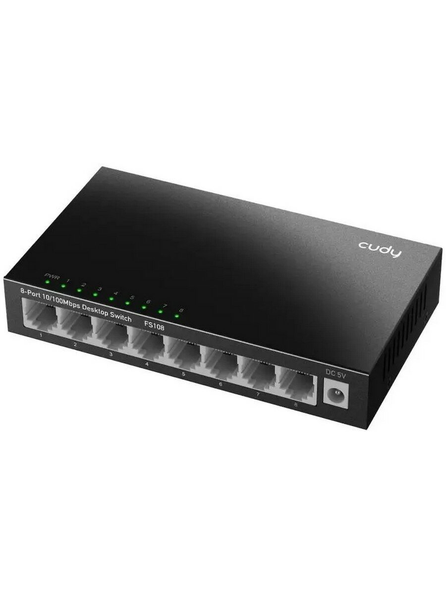 Коммутатор CUDY FS108 8 портов (8x100Mbs, неуправляемый, настенный, настольный, L2, корпус-металл) (FS108)