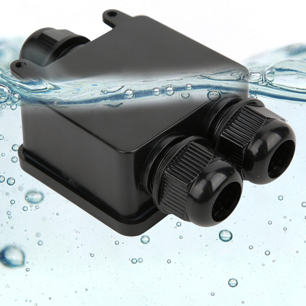 Водонепроницаемый распределительный коробка черная 3-х направленная Y-образная пластиковый корпус соединителя кабелей IP68, комплект: 1 коробка, 9 уплотнительных катушек, 1 клемма 10А, 1 пакет винтов, диапазон уплотнительного кольца: 4~9 мм, 9~12 мм,