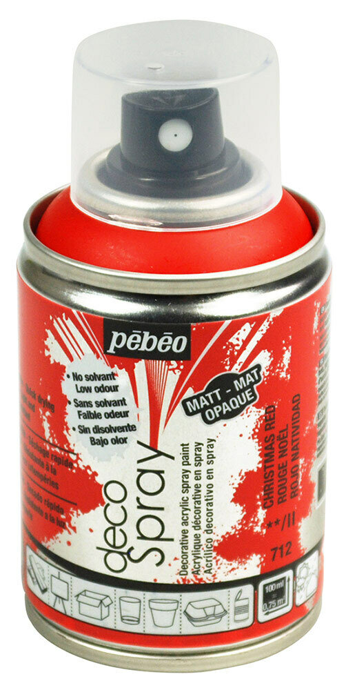 Краска на водной основе Pebeo decoSpray, (аэрозоль), 100 мл, красный рождественский