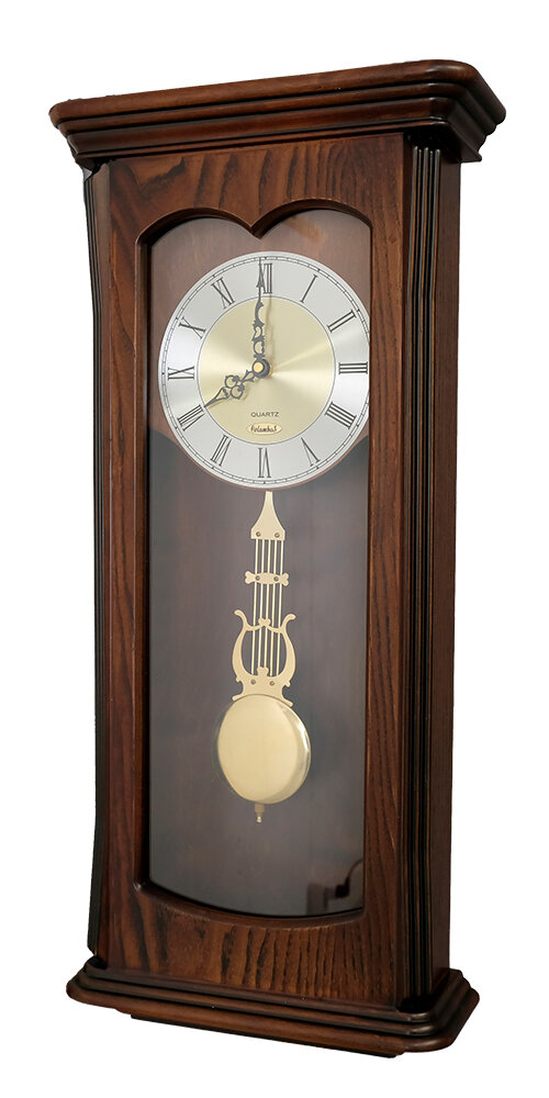 Часы настенные, деревянные, с маятником, боем и мелодией, "Columbus" 2420, цвет орех