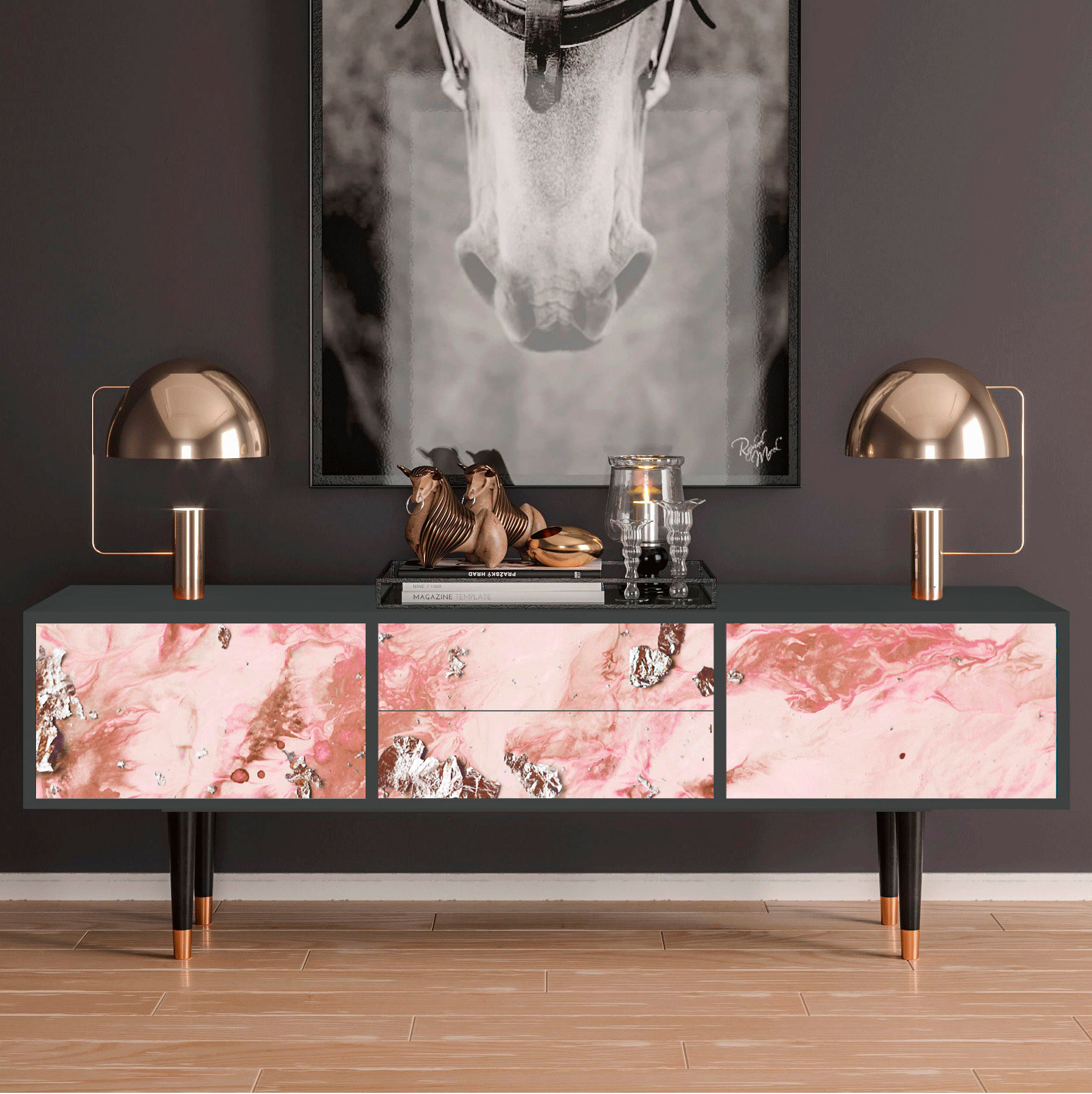 ТВ-Тумба - STORYZ - T4 Cotton Candy, Размер - 170 x 59 x 48 см, Цвет корпуса - , Антрацит