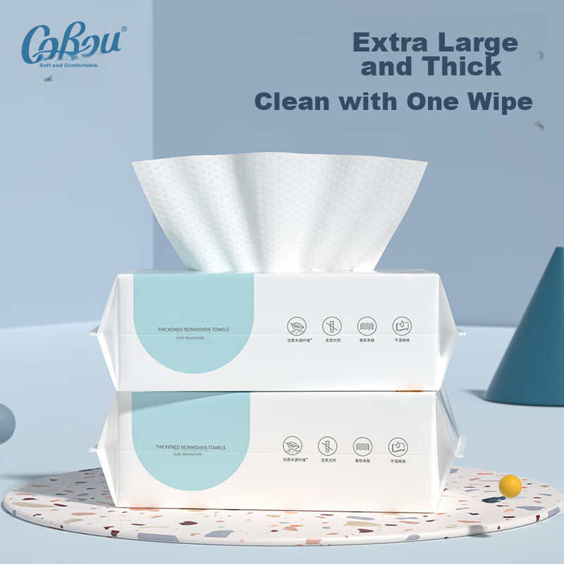 Kexinrou Plant Fiber Disposable Wet And Dry Face Towels, Soft Wipes, 60 Sheets * 4 Packs, Thickened Facial Cleansing Wipes