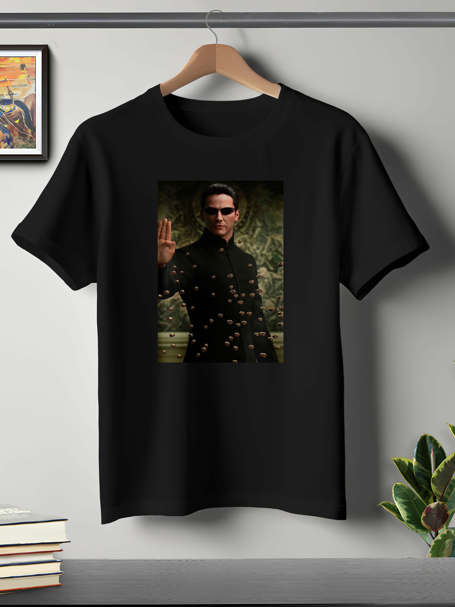 Футболка  Детская ONEQ 110 (5-6) размер с принтом Матрица, черная