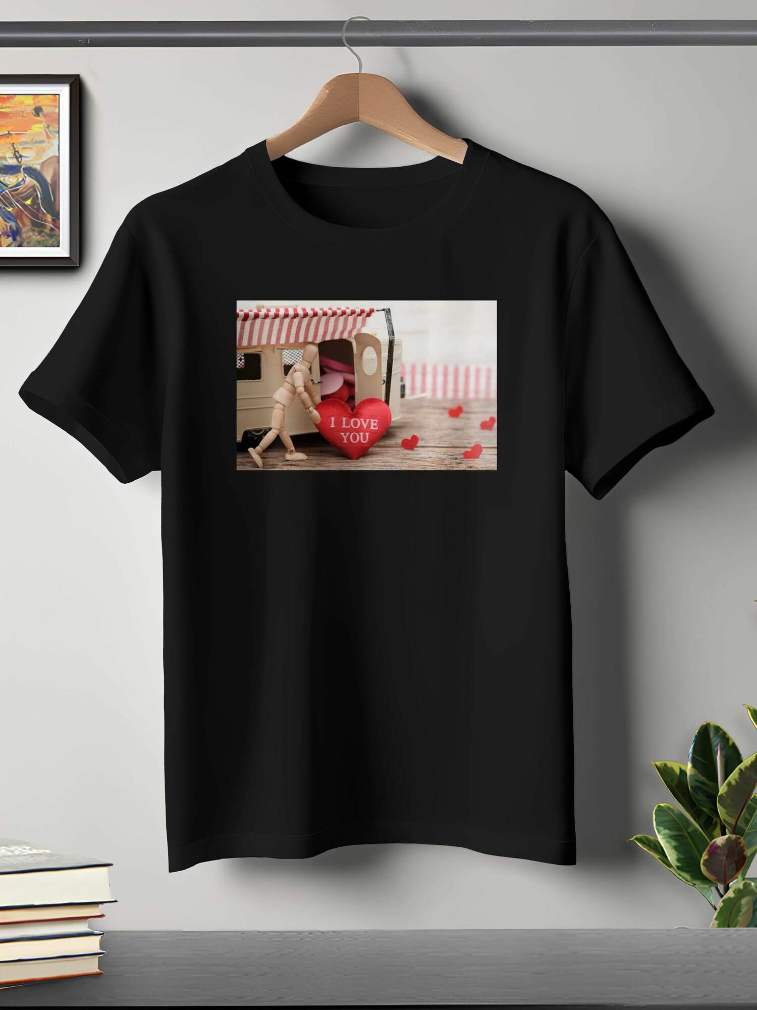 Футболка ONEQ унисекс 50-52 (XL) размер с принтом День Святого Валентина, черная