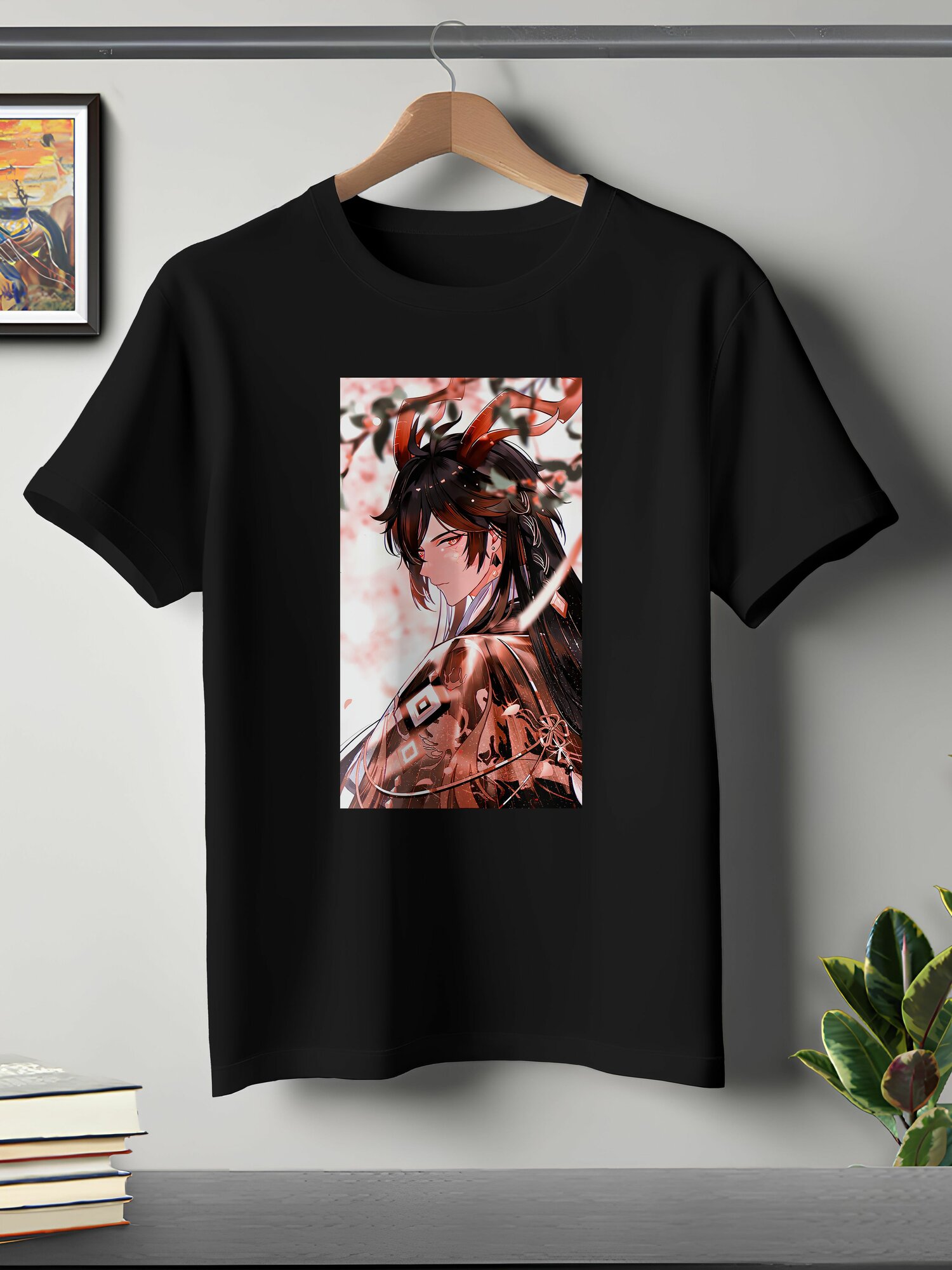 Футболка  Детская ONEQ 110 (5-6) размер с принтом Genshin Impact, черная