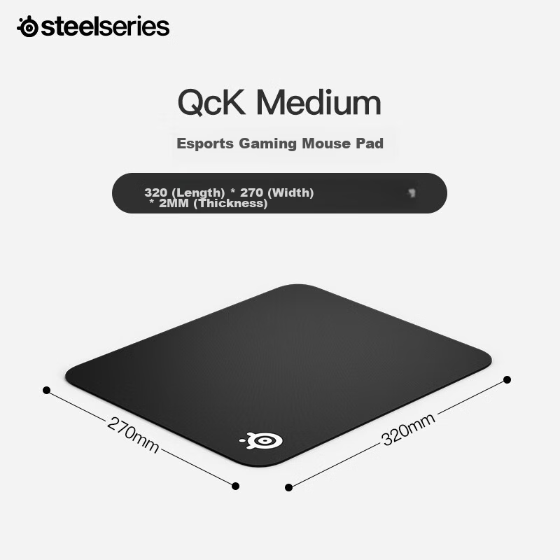 SteelSeries QcK Medium Gaming Mouse Pad Large Size, Esports Mouse Pad, Smooth FPS Gaming Mouse Pad for CSGO And Valorant, M Size, 320*270*2mm