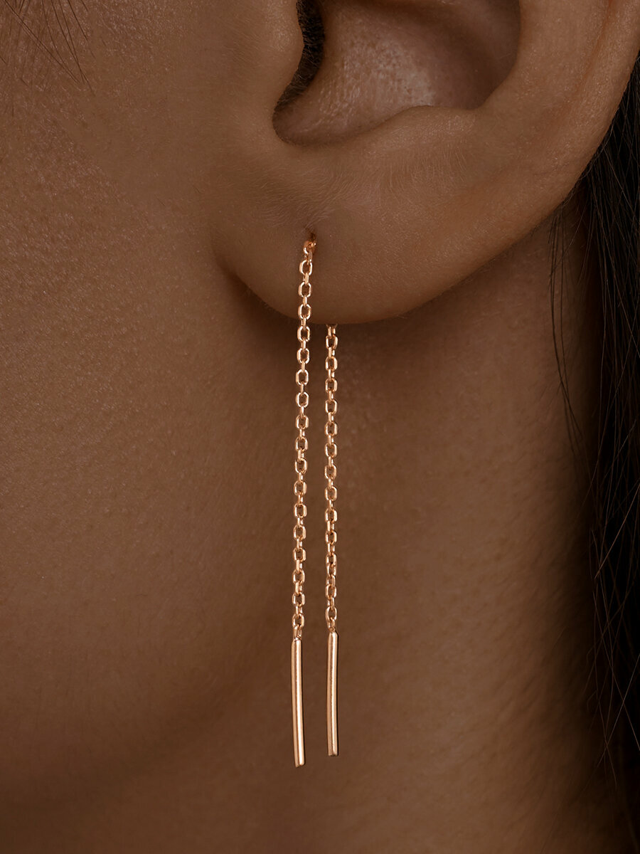 Серьги цепочки, серебро, 925 проба, золочение