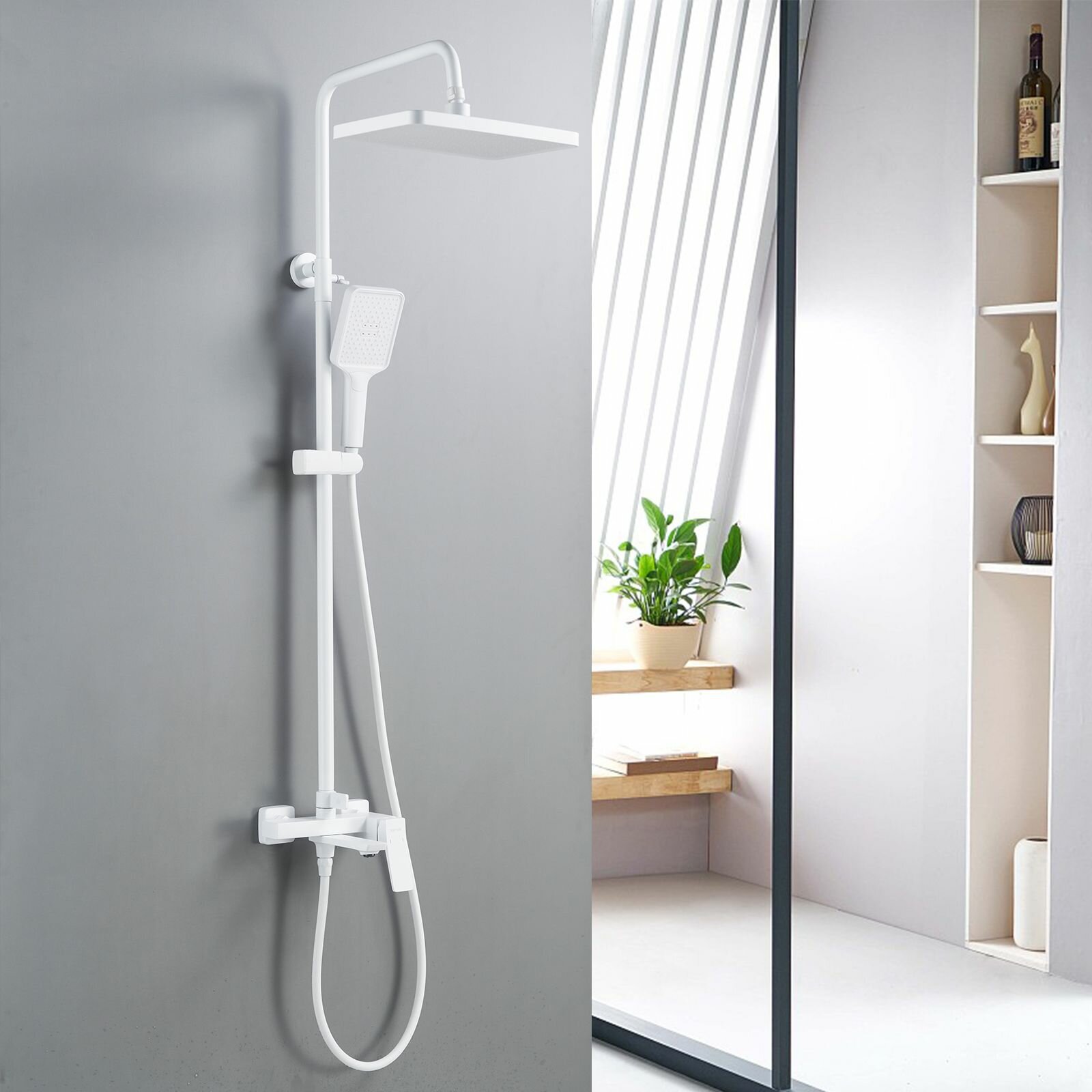 Душевая стойка со смесителем, тропическим душем и изливом Shevanik S4436