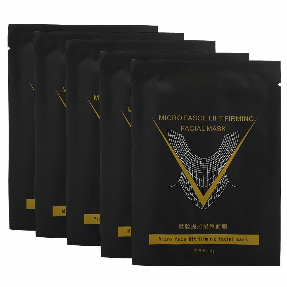 Маска для лица для похудения от двойного подбородка, 5 шт. V-образная лифтинг-укрепляющая маска для ухода за лицом для удаления двойного подбородка и подтяжки кожи лица