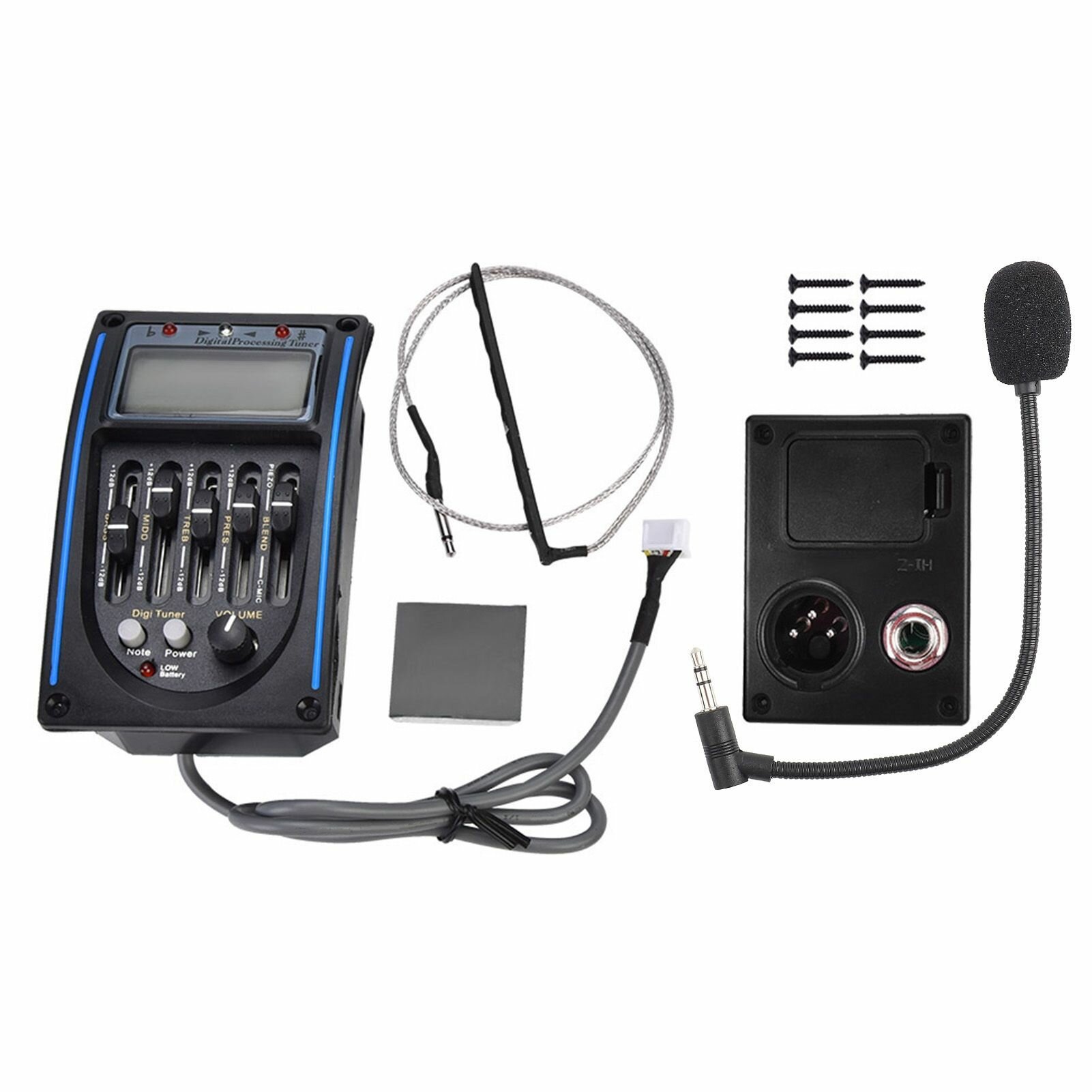 Акустическая гитара, 5-полосный предусилитель, эквалайзер, цифровой тюнер, звукосниматель, эквалайзер, пьезосистема для улучшения качества звука