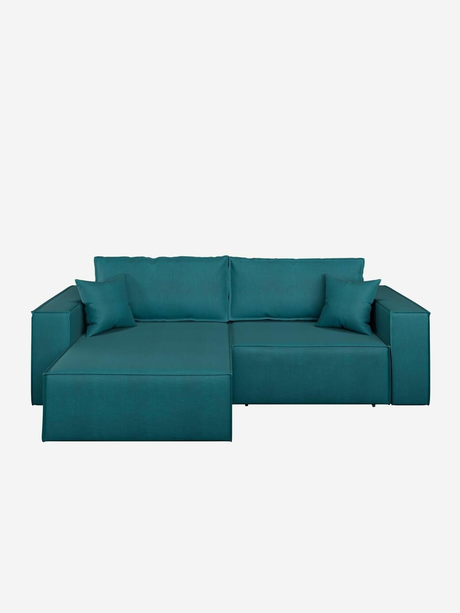 Угловой диван-кровать Manons Maison Hygge, угол универсальный, раскладной механизм Еврокнижка, Рогожка бирюзовый, 250х153х86 см