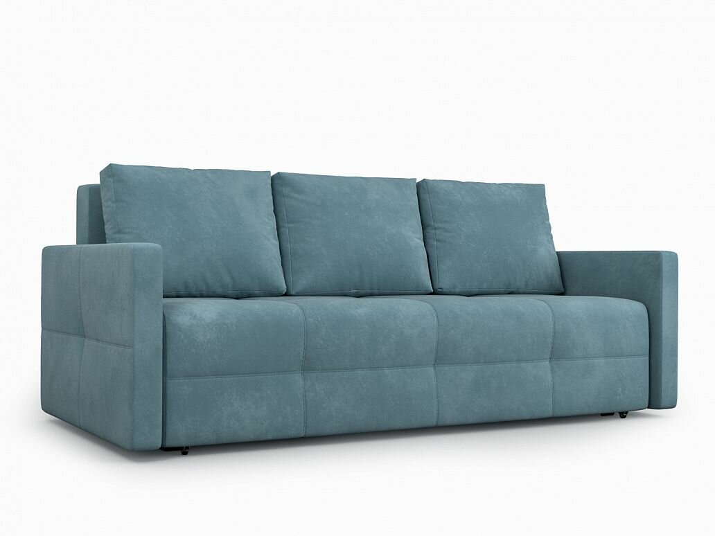 Meblevka Диван раскладной прямой Марсель 2 / Диван-кровать еврокнижка Марсель 2, 216х85х102, велюр голубой