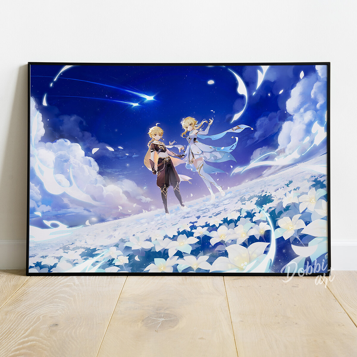 Постер 30х40 см Геншин Импакт без рамы/ Genshin Impact/ Путешественники Анемо, Аниме Игра Геншин