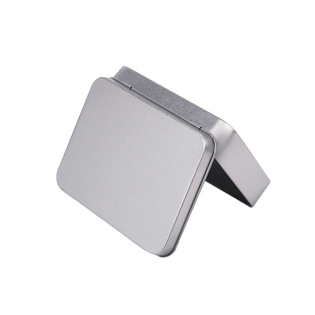 Маленькая металлическая жестяная серебряная откидная коробочка для хранения футляра-органайзера для денег, монет и конфет