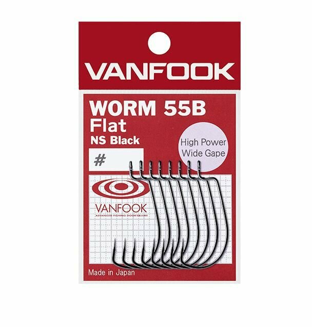 Vanfook Крючки рыболовные офсетные Worm-55B Flat #1 NS black, 8 шт/уп