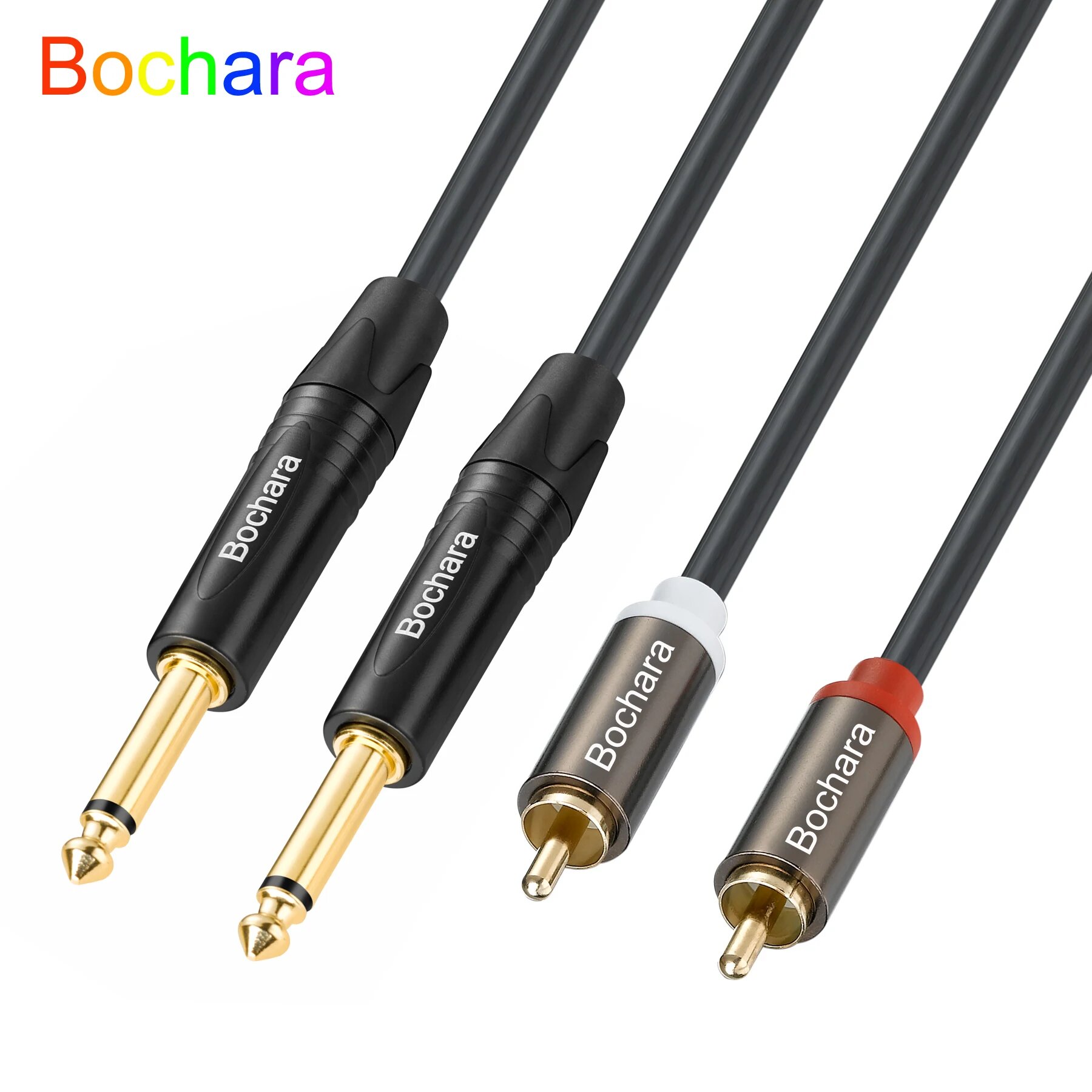 Bochara позолоченный аудиокабель 2RCA - двойной 6,35 мм 1,5 м