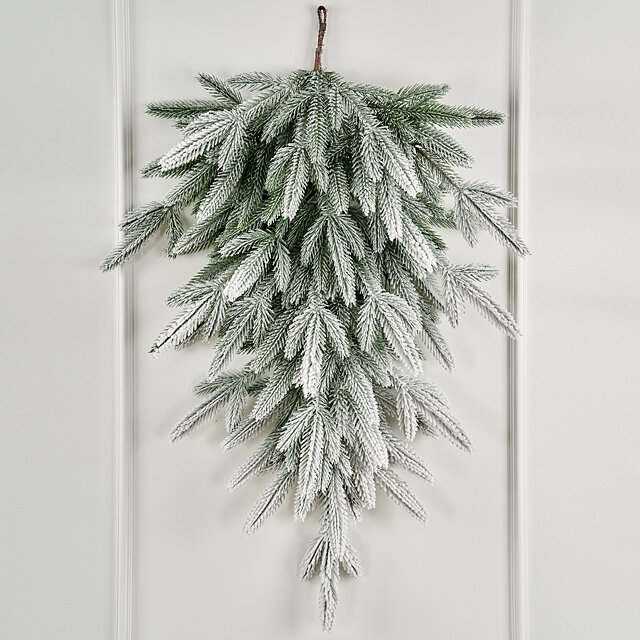 Хвойное украшение Капля Кассиопея заснеженная 115 см, литая 100%, Max Christmas, КХКЗ115