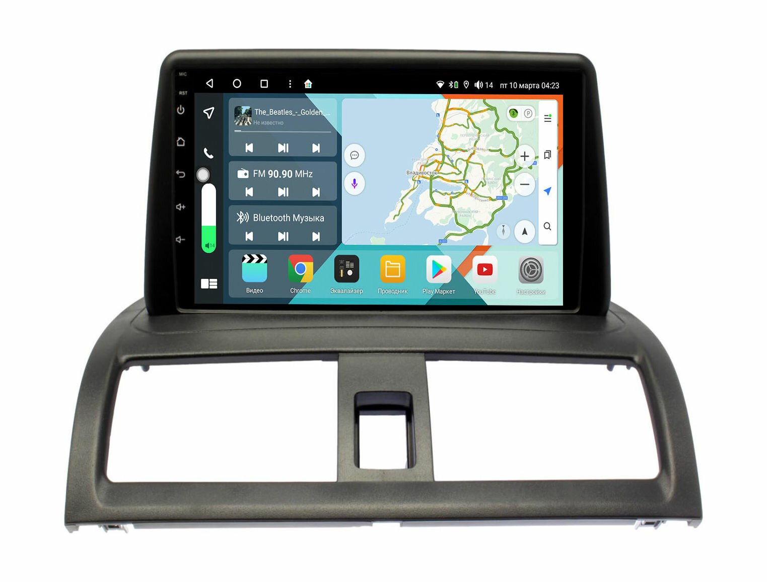 Магнитола Honda Accord 2002 - 2008 взамен верхнего бардачка 9 дюймов, 4/64GB, 8 ядер, DSP, 4G, Android 10 / Wide Media