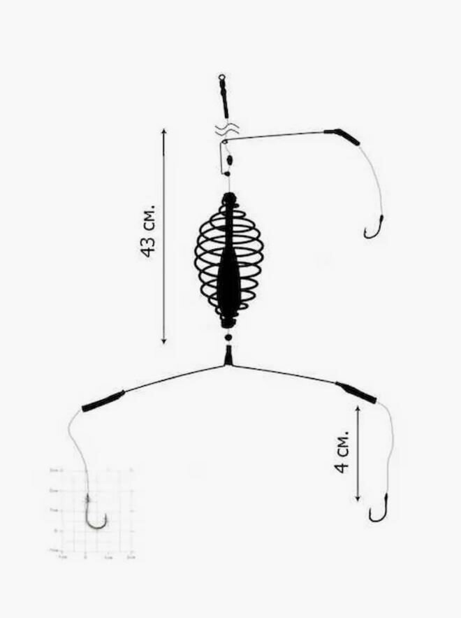 Оснастка донная лиман 3 кормушка спираль 35 гр,3 крючка №8
