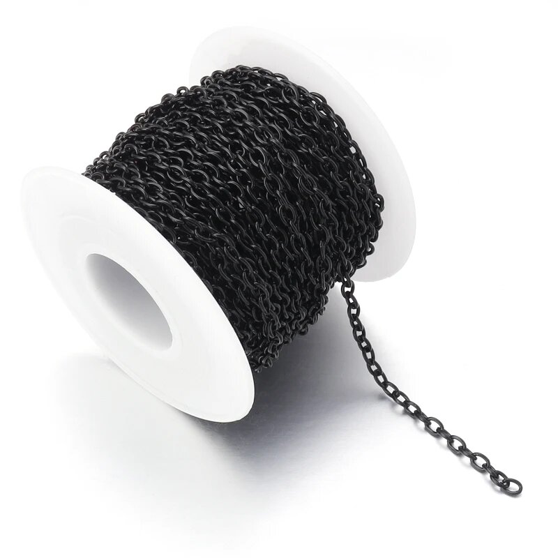 Louleur металлическая цепочка для ожерелья Черный, 4x5mm 10Yards, Black