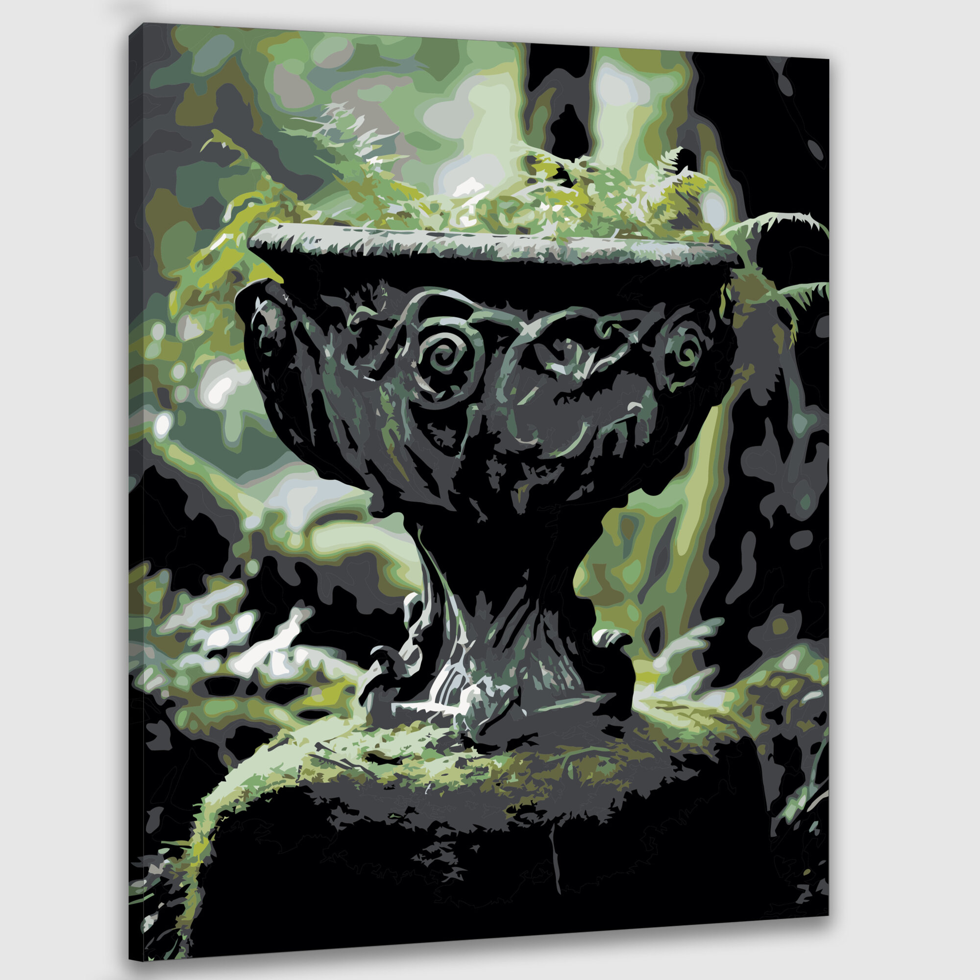 Картина по номерам 40x50 см, мистическая скульптура, котел, выветрившийся камень, заколдованный сад, древняя мудрость