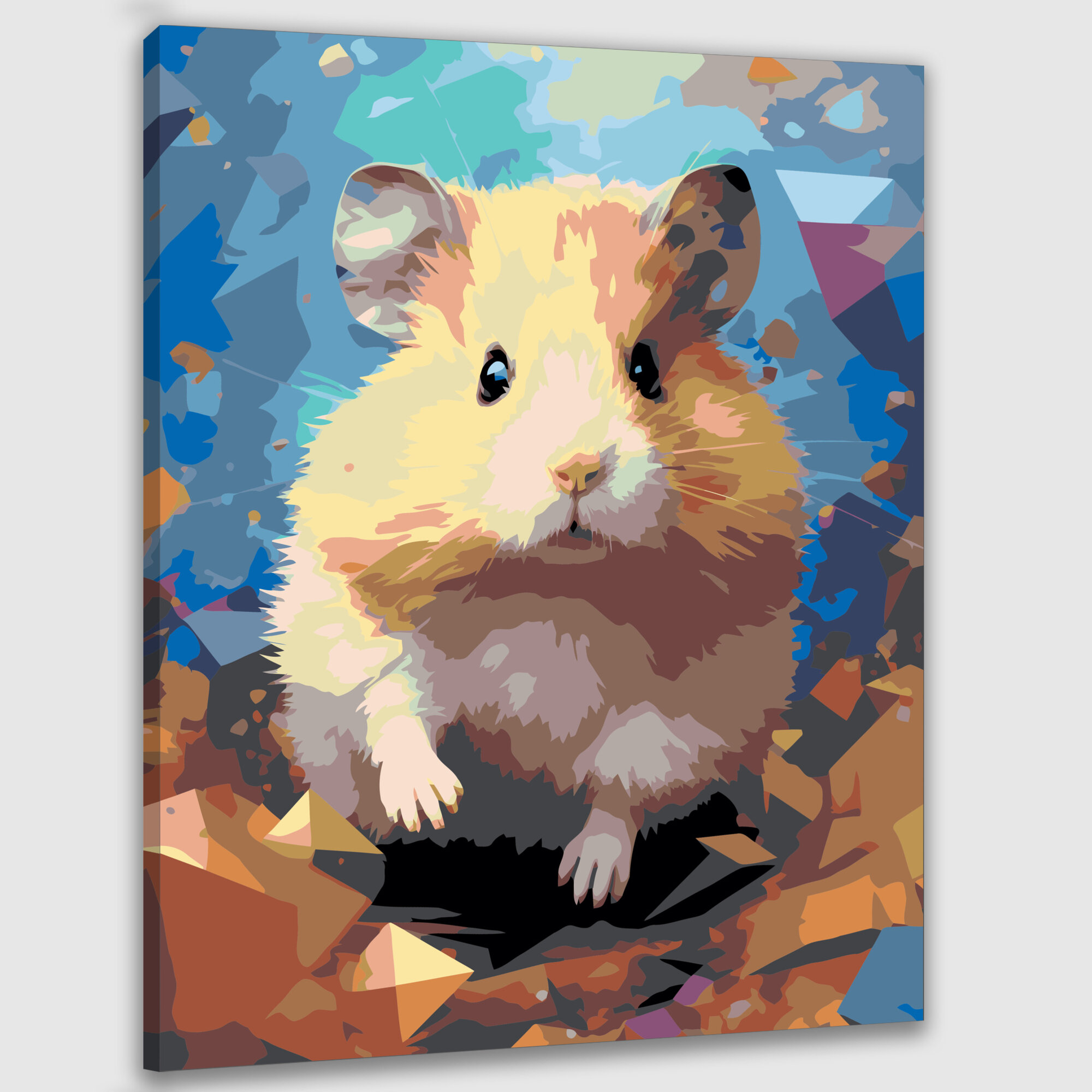 Картина по номерам 40x50 см, хомяк, иллюстрация, холст, абстрактные элементы, реалистичные элементы, яркие цвета