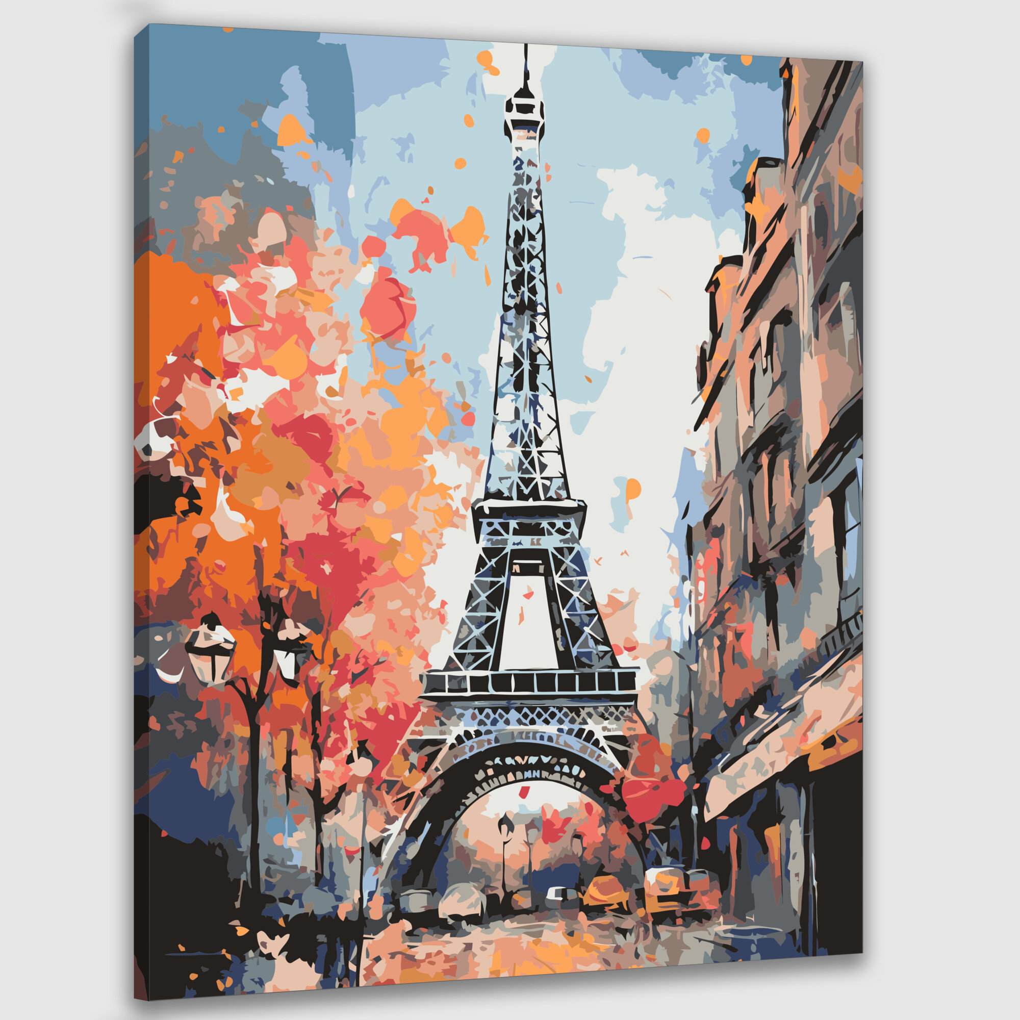 Картина по номерам 40x50 см, картина, смешанная техника, уличное искусство, Париж, граффити, Эйфелева башня