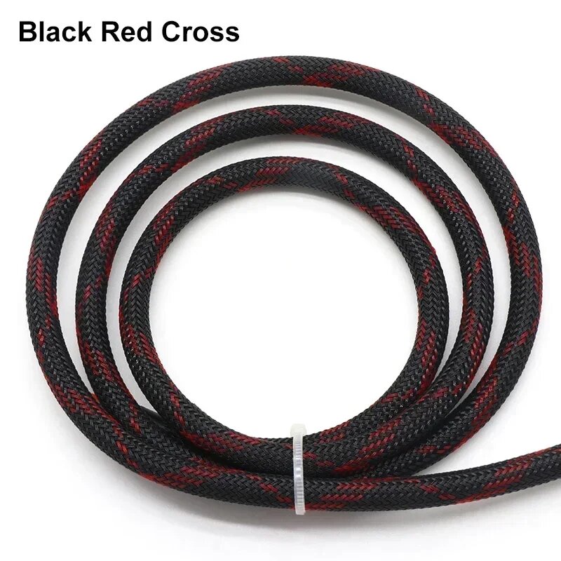 Изолированная оплетка для проводов PET 6 мм Black Red Cross, 2 Meters