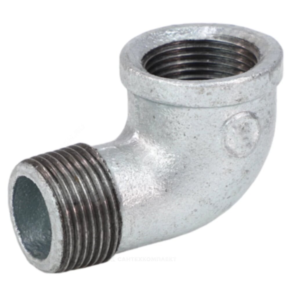 Угольник проходной чугун оц, Ду 15 (1/2") ВР/НР, Fittex PLUS