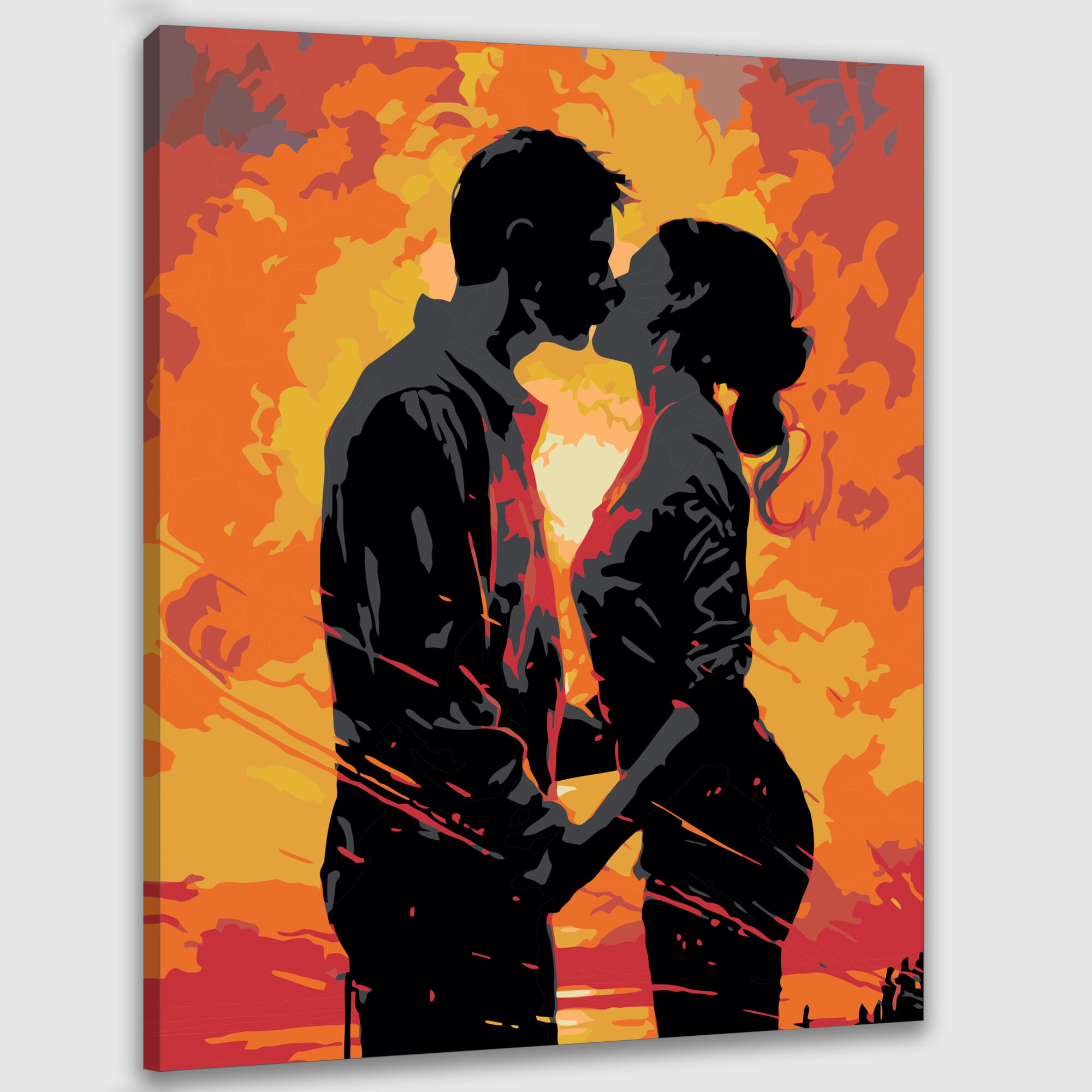 Картина по номерам 40x50 см, картина, масло, пара, поцелуй, страсть, мазки кисти, интенсивность, любовь, желание, фон