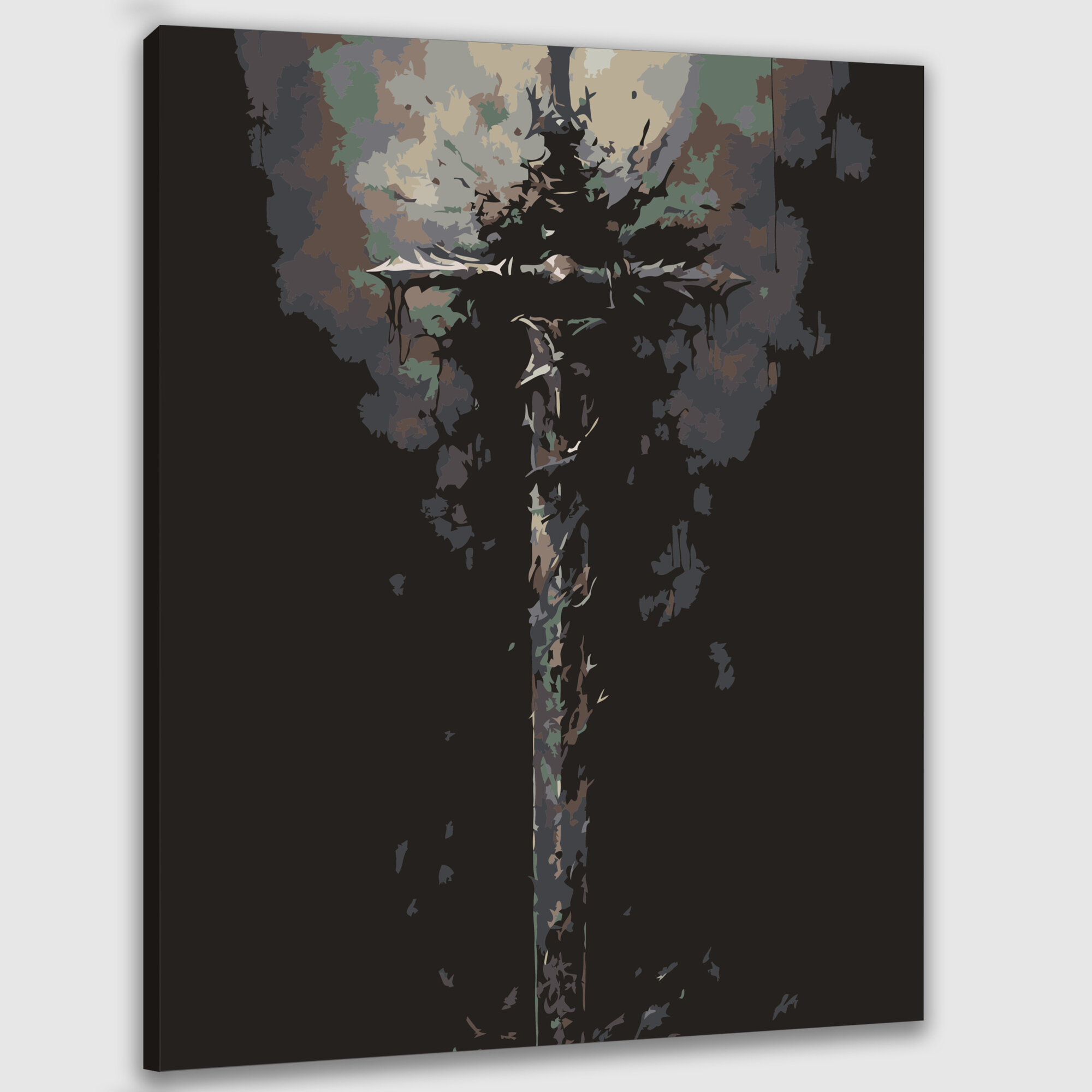 Картина по номерам 40x50 см, меч, уголь, кровь, напряжение, опасность, текстуры, детали, атмосфера