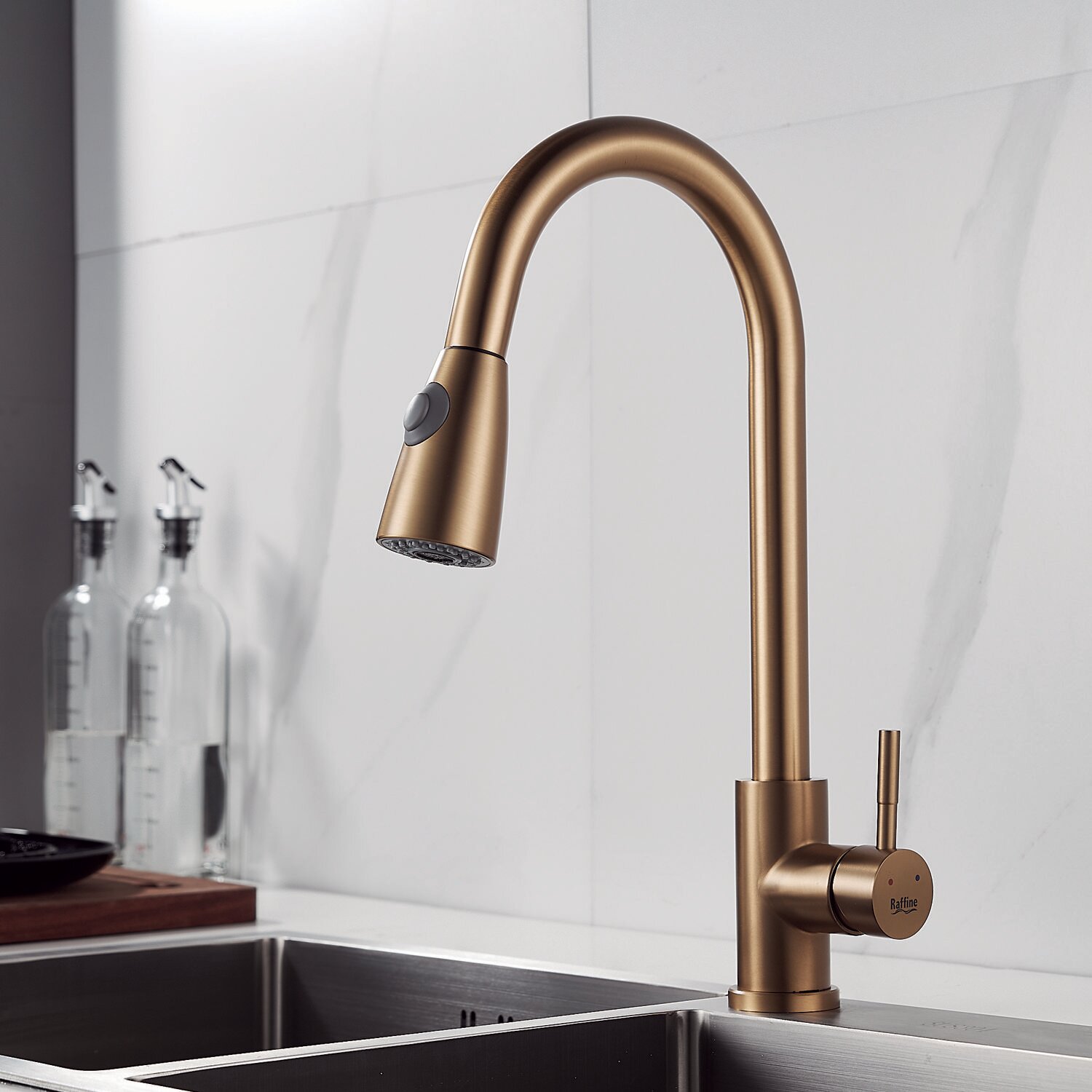 Смеситель Raffine F213G для кухни, нержавеющая сталь, выдвижной излив