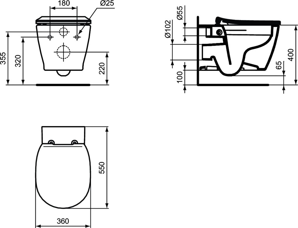 Унитаз подвесной Ideal Standard Connect E814901 безободковый
