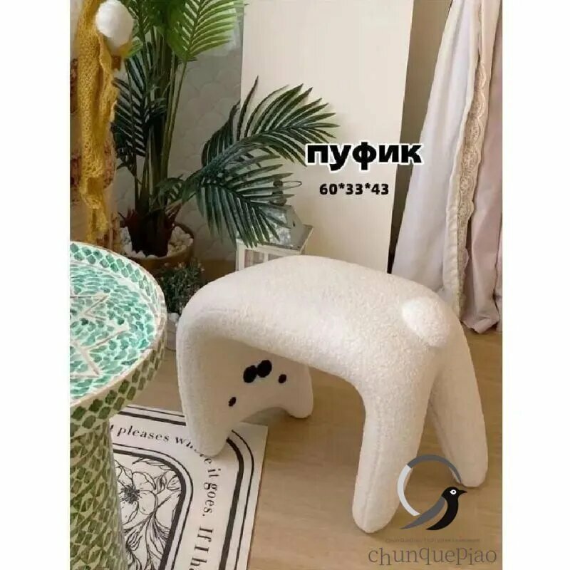 Банкетка пуфик в прихожую，Банкетки для спальню, гостиную, детскую, прикроватная прямоугольная, мягкая, мебель минимализм для квартиры дачи дома,60*43*33, Мех искусственный, ПВХ (поливинилхлорид), 60х33х43 см