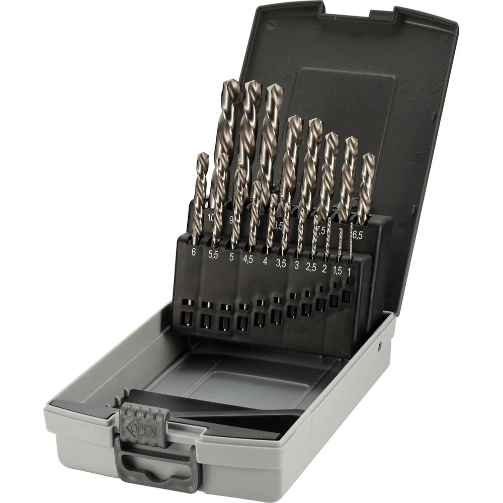 Набор сверл по металлу 1-10 мм DIN338 HSS-G 135 LH-Левые 19 шт H-Tools 214214LiROHT, различных материалов, удобной