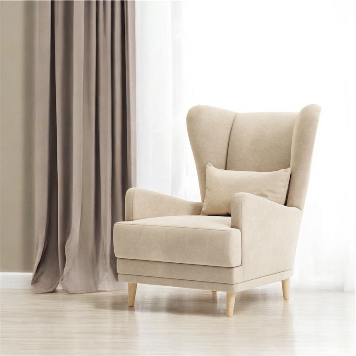 Кресло Оскар Zara Cream, Цвет: Бежевый, Для Отдыха, Мягкое, Для Дома/Офиса