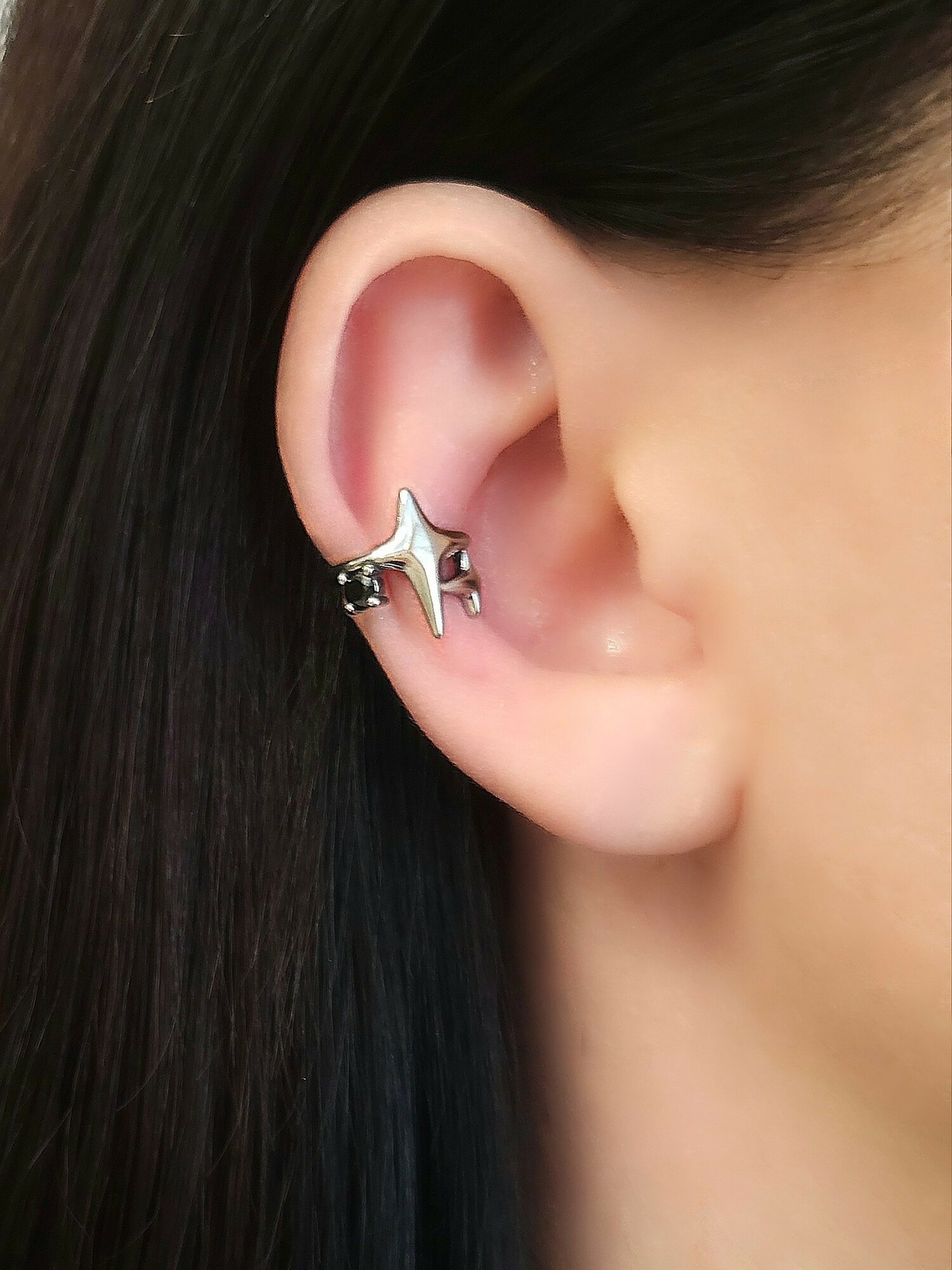 Моносерьга кафф, фианит