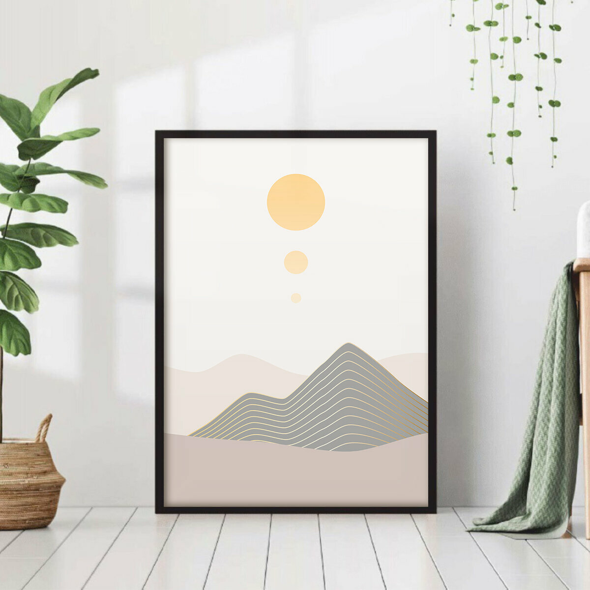 Постер "Природа минимализм" в черной рамке 40x50 см для интерьера на стену