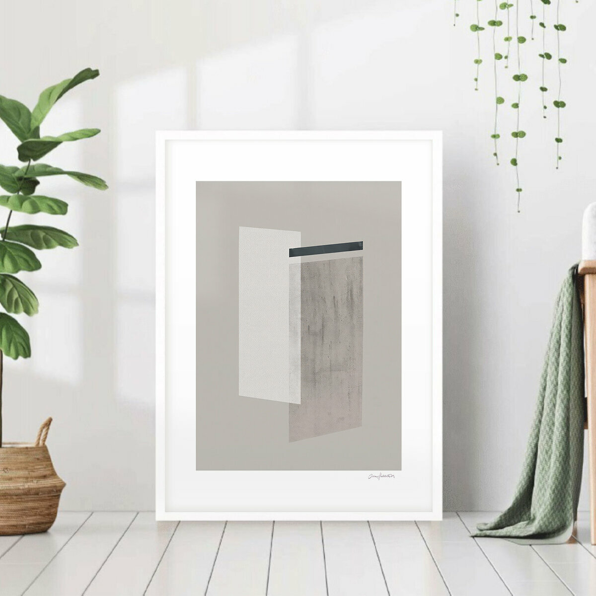 Постер "Серая абстракция" 40x50 в белой рамке на стену для интерьера