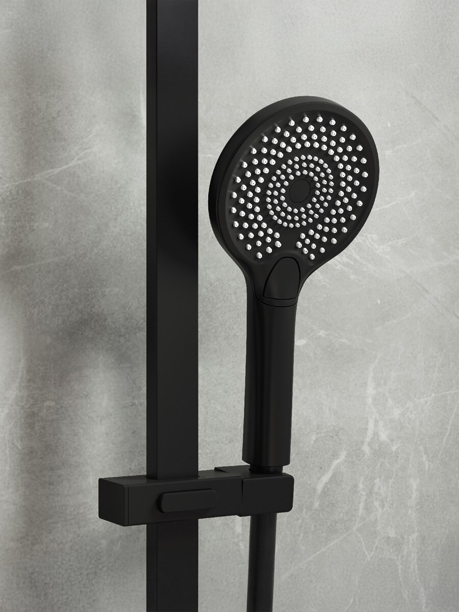 Лейка для душа IDDIS Optima Home OPH12BPi18 черная матовая 3 режима круглая