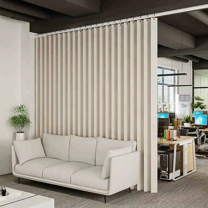 Плиссированная тканевая занавеска-перегородка Width 240 High 240cm, Beige