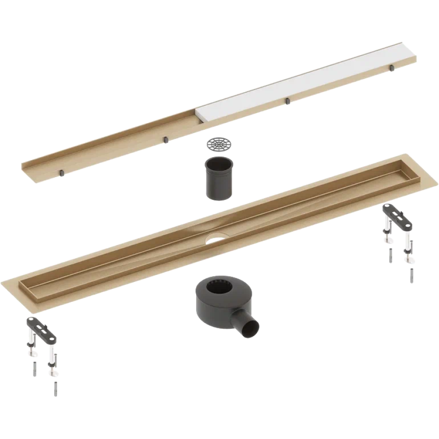 Душевой трап (лоток) Timo Drain Systems DS230207/17 700 двусторонняя панель plate под плитку, золото матовое