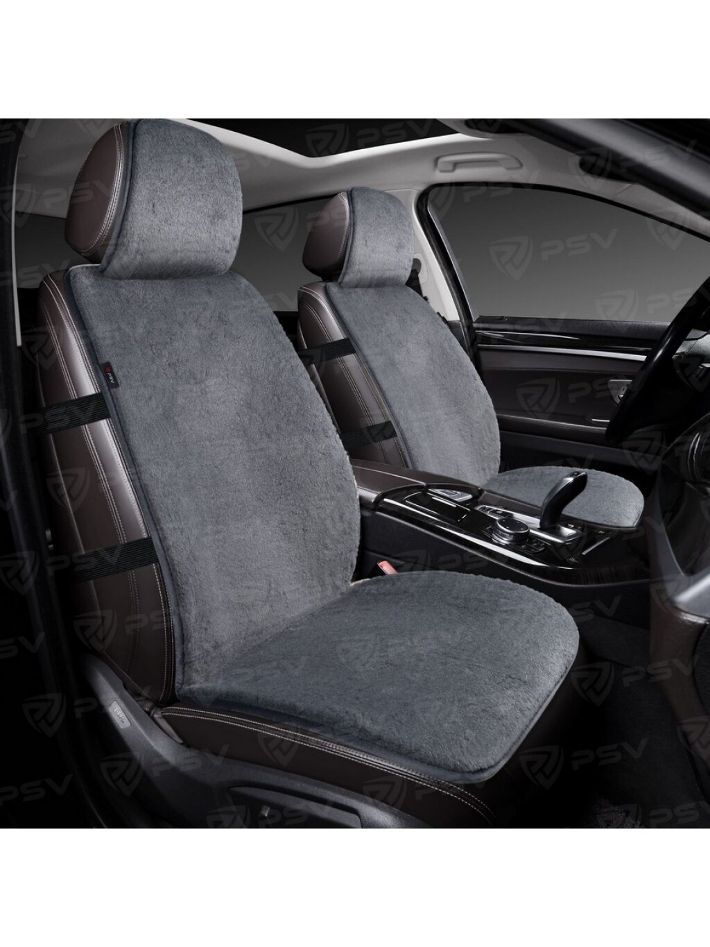 Накидка на сиденье "PSV" Wool FRONT искусственный мех темно-серый (1 шт.)