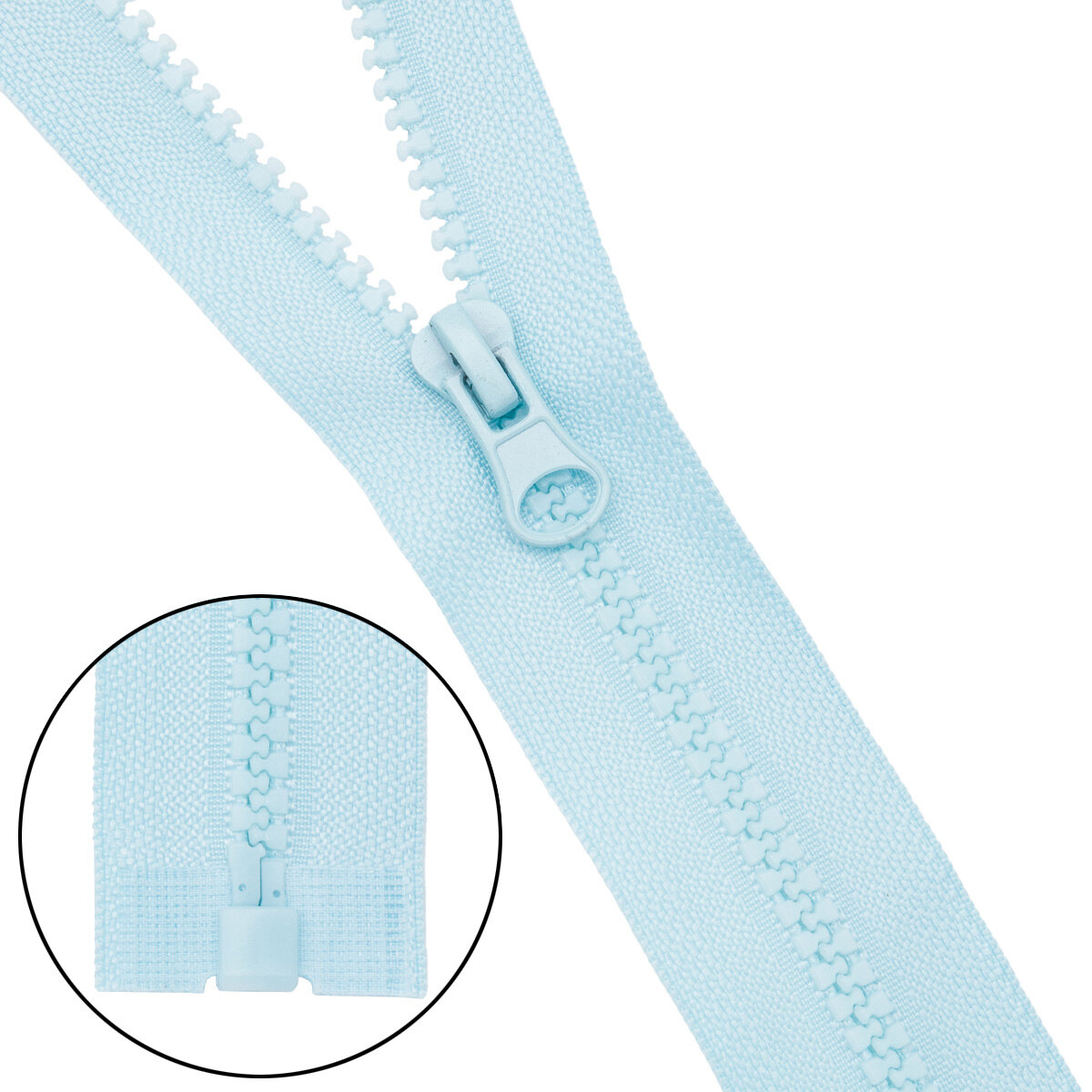 Молния разъемная тракторная т5 1 замок 60см (542 нежно-голубой), 10 шт